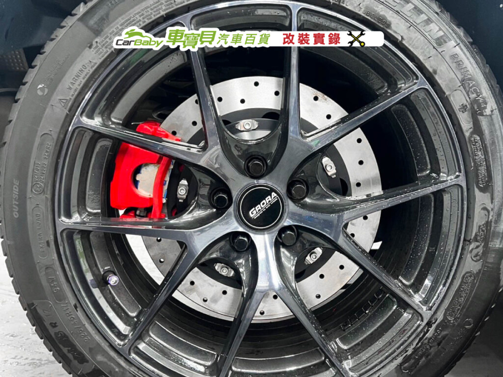 12代ALTIS 升級前AP9200四活塞卡鉗搭配330mm打洞碟盤+後升級325mm加大碟打洞碟盤加金屬油管+17吋輕量化旋壓鋁圈搭配米其林 ...